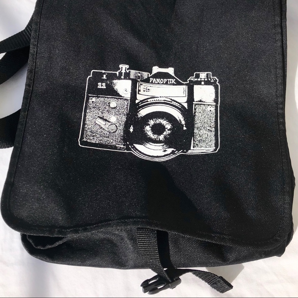 Anvil Messenger Bag - Black Canvas W/ Camera Graphics - Gem